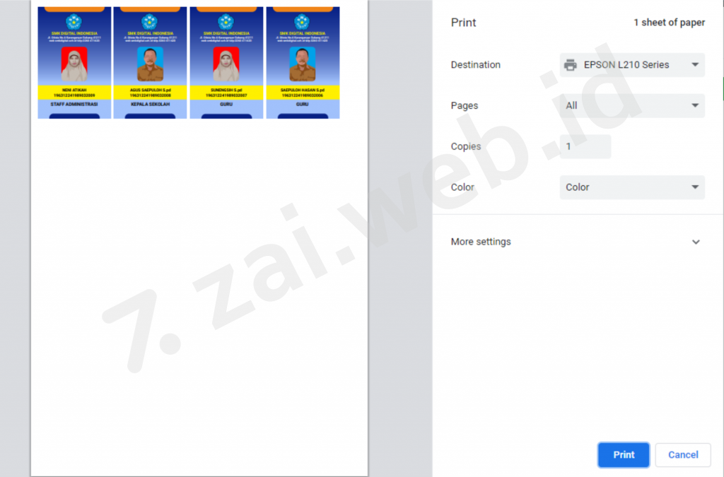 Aplikasi Cetak ID Card SMK - zai.web.id